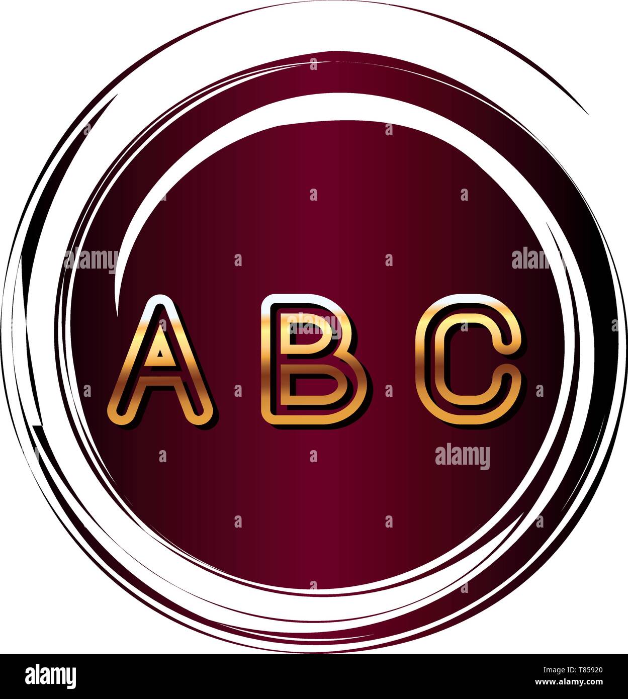 ABC alphabet font letters red round emblem red round emblem Stock ...