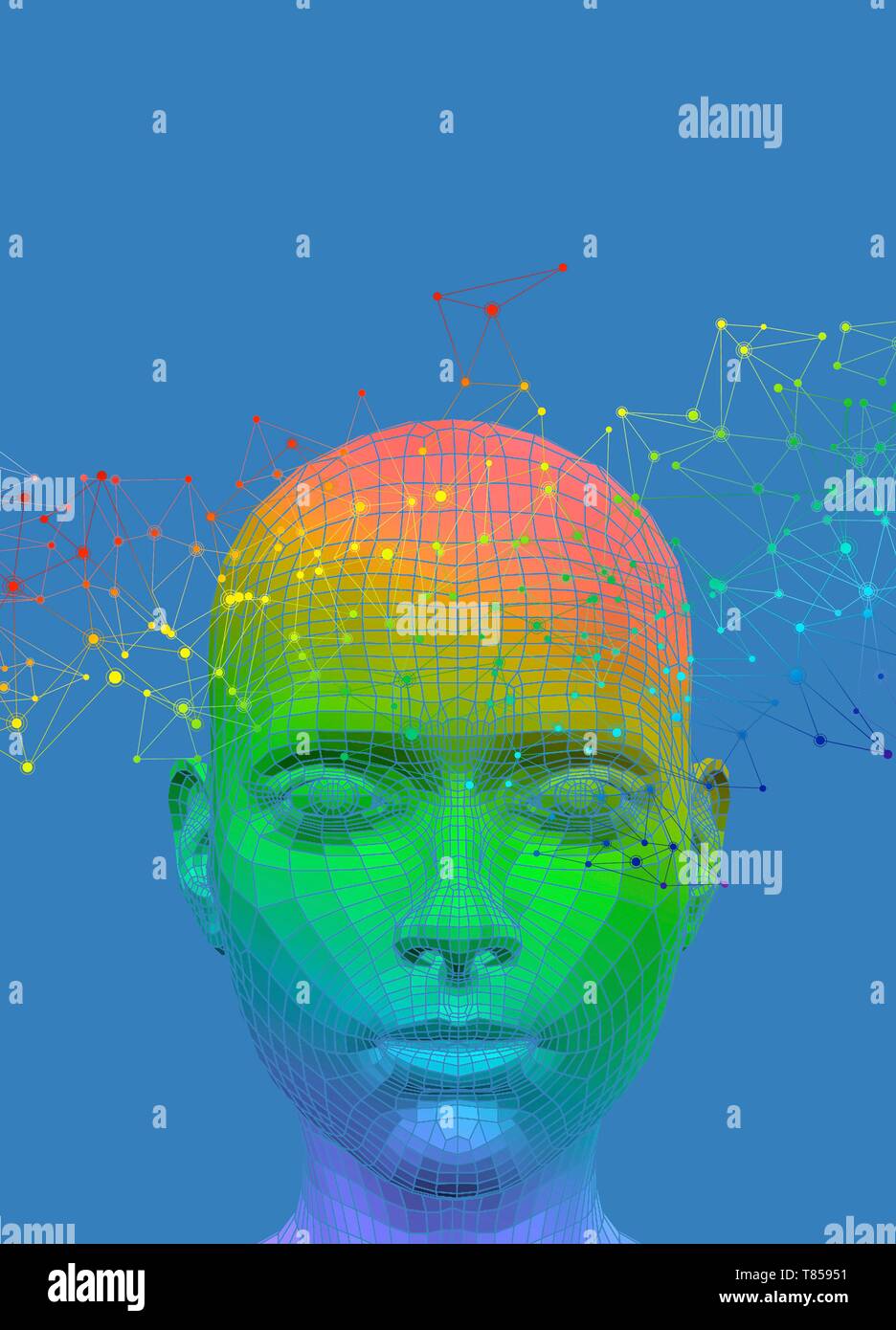 Head with connecting lines, illustration Stock Photo - Alamy