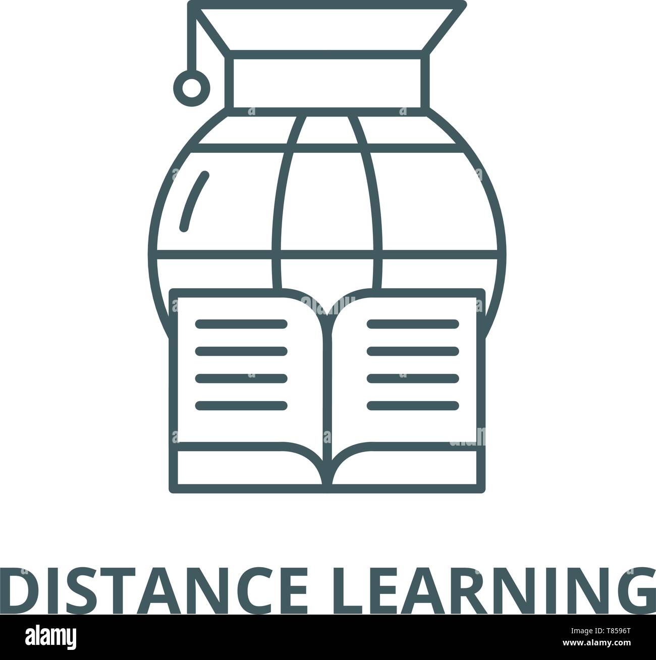 Distance learning vector line icon, linear concept, outline sign ...