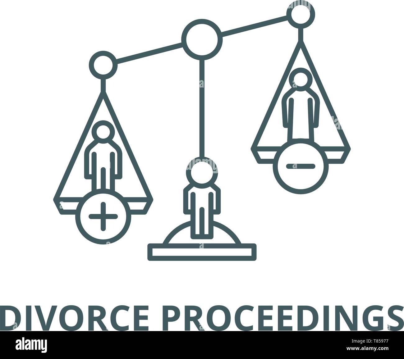 Divorce proceedings vector line icon, linear concept, outline sign ...