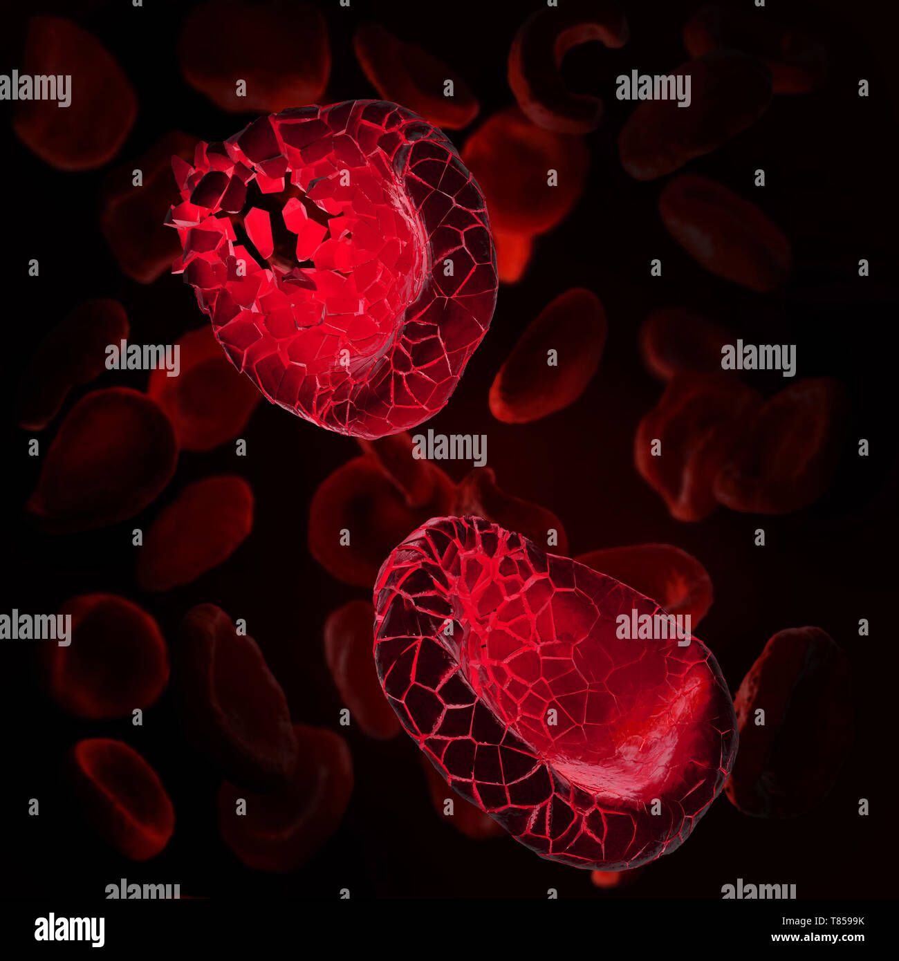 Disintegrating red blood cells, illustration Stock Photo - Alamy