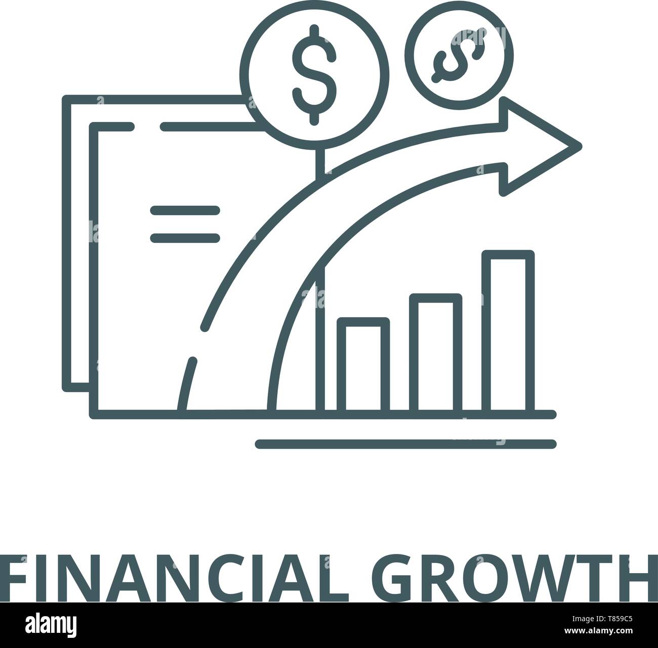 Dynamics of financial growth vector line icon, linear concept, outline ...