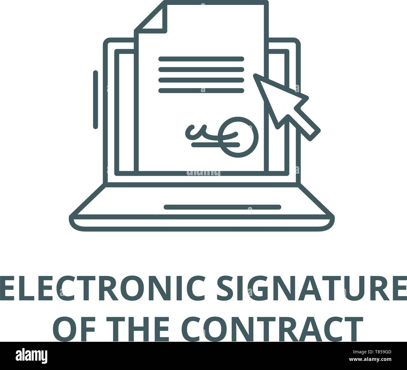 Electronic signature of the contract vector line icon, linear concept ...