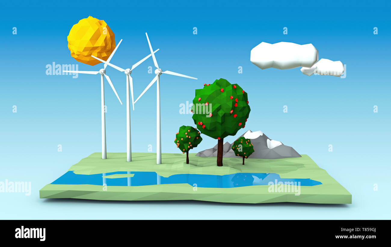 Wind farm, illustration Stock Photo - Alamy