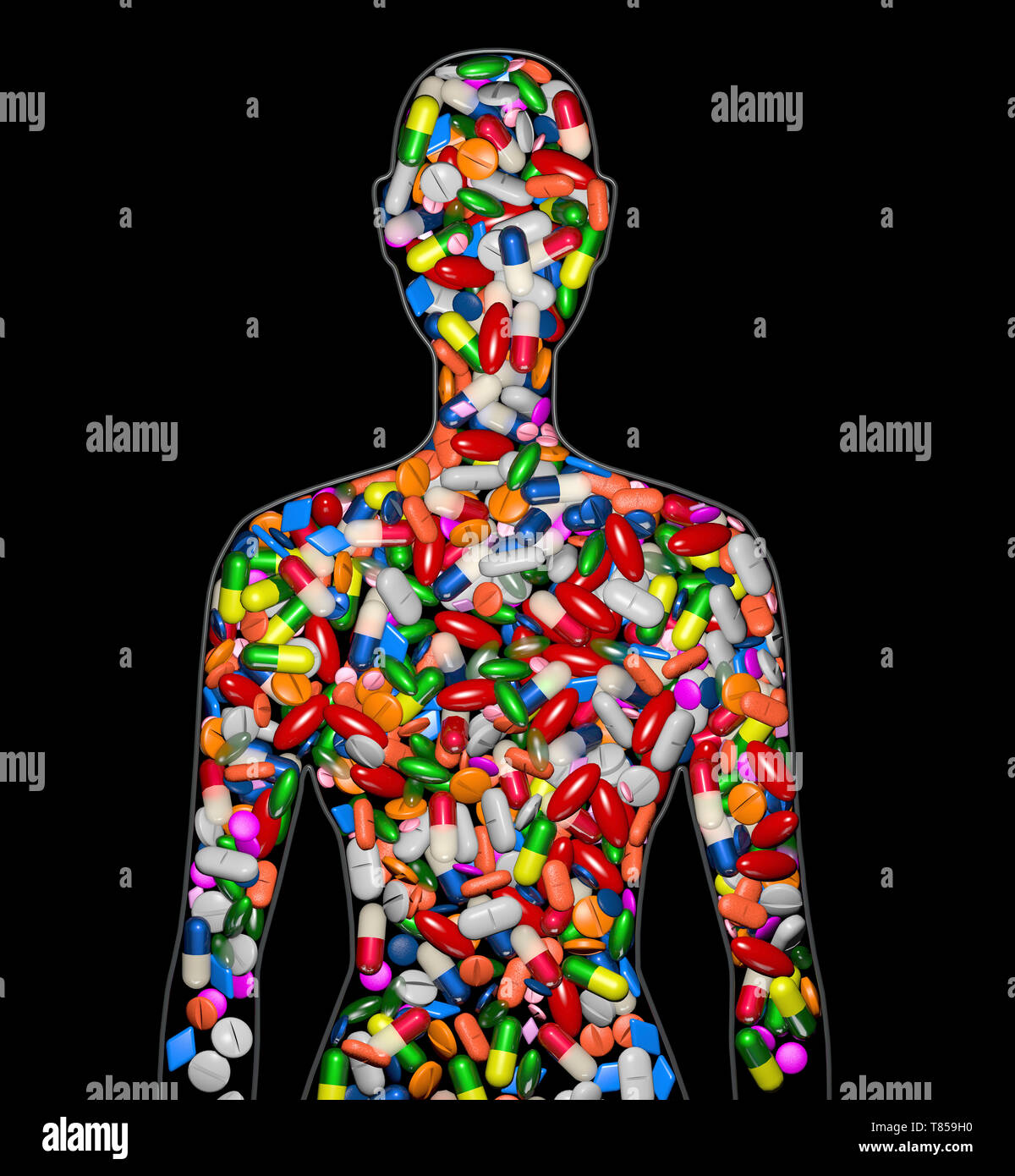 Prescription drug addiction, conceptual illustration Stock Photo - Alamy