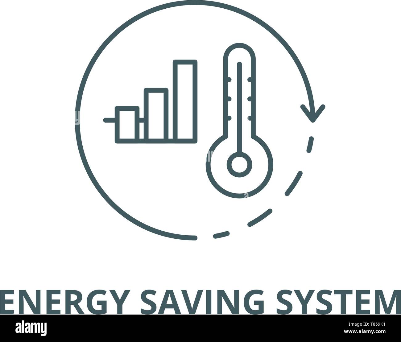 Energy saving system vector line icon, linear concept, outline sign ...