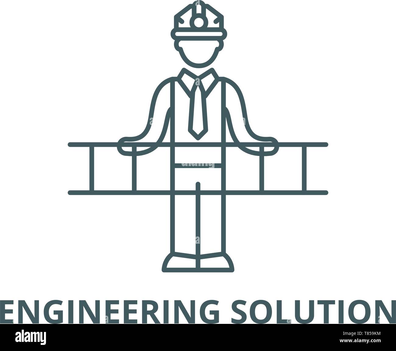 Engineering solution vector line icon, linear concept, outline sign ...