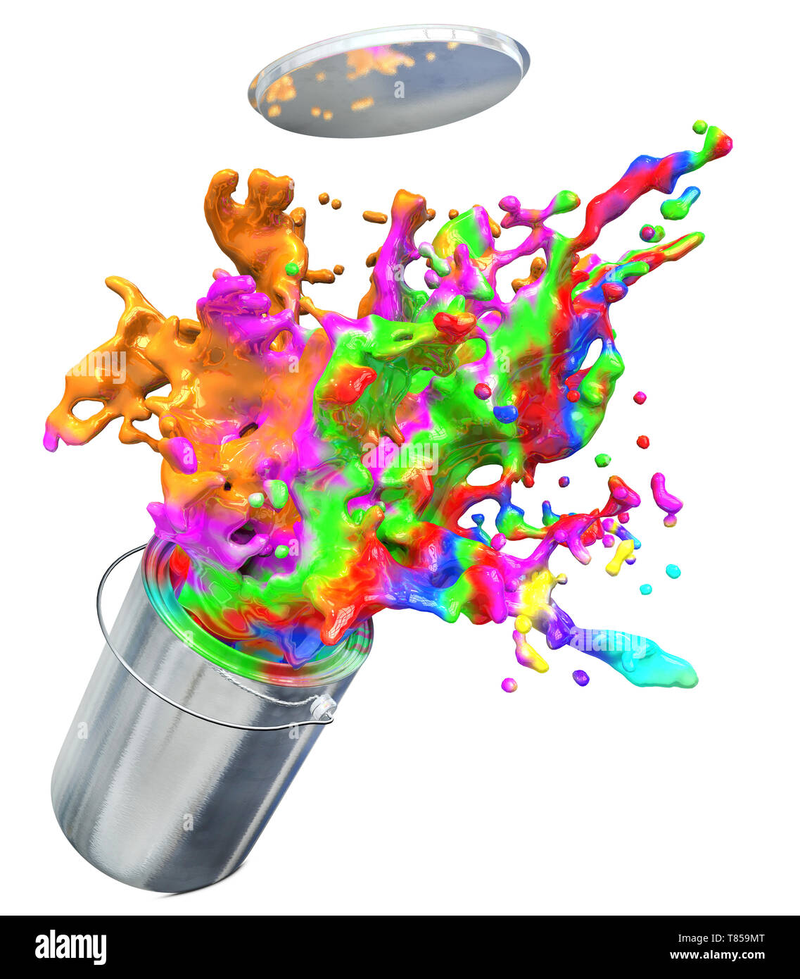 Pain splashing from bucket, illustration Stock Photo - Alamy