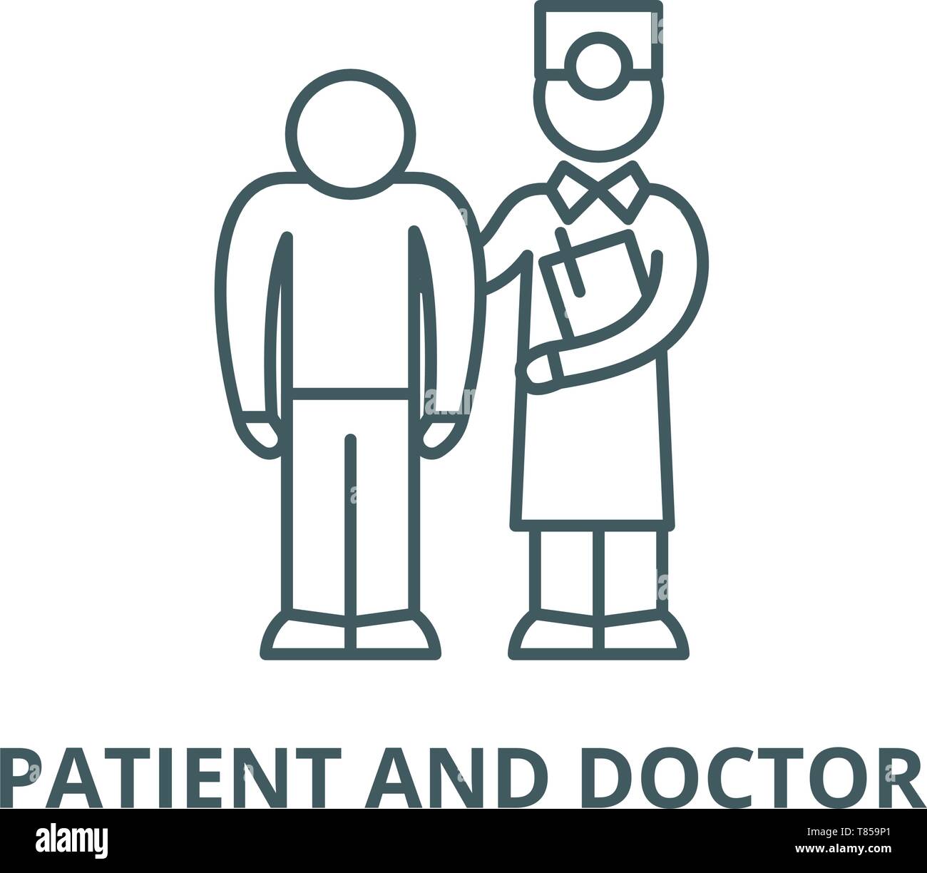Examination of the patient by the doctor vector line icon, linear ...