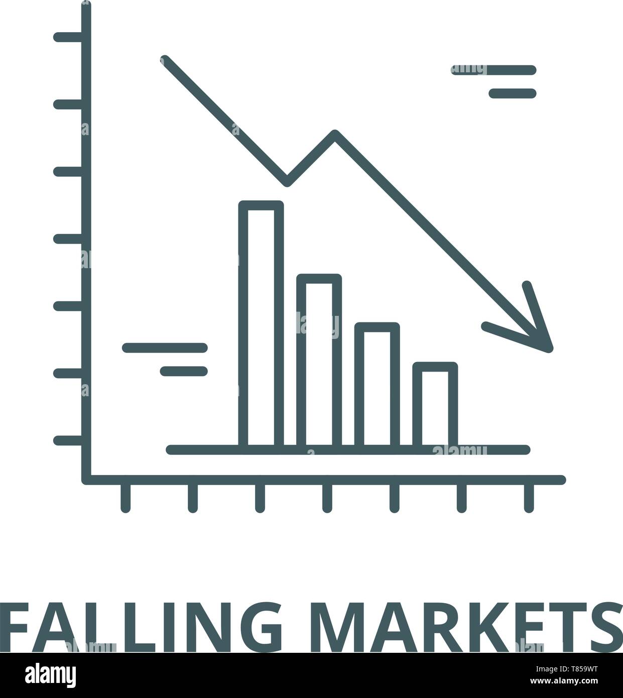 Falling markets vector line icon, linear concept, outline sign, symbol ...