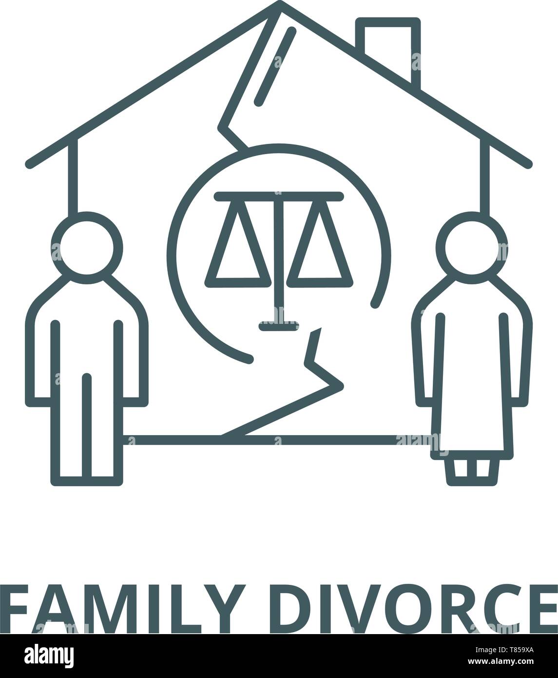 Family divorce vector line icon, linear concept, outline sign, symbol ...