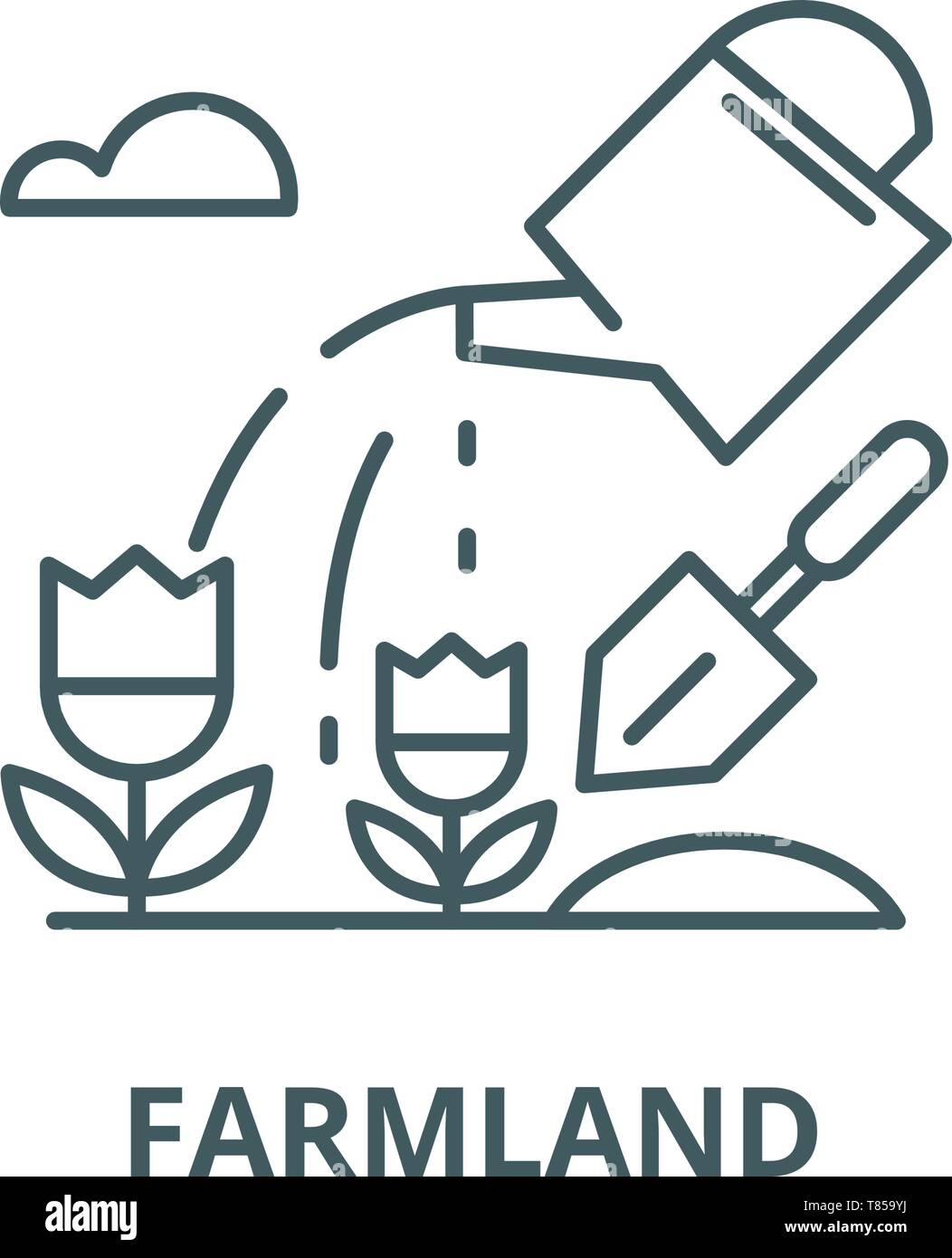 Farmland vector line icon, linear concept, outline sign, symbol Stock ...
