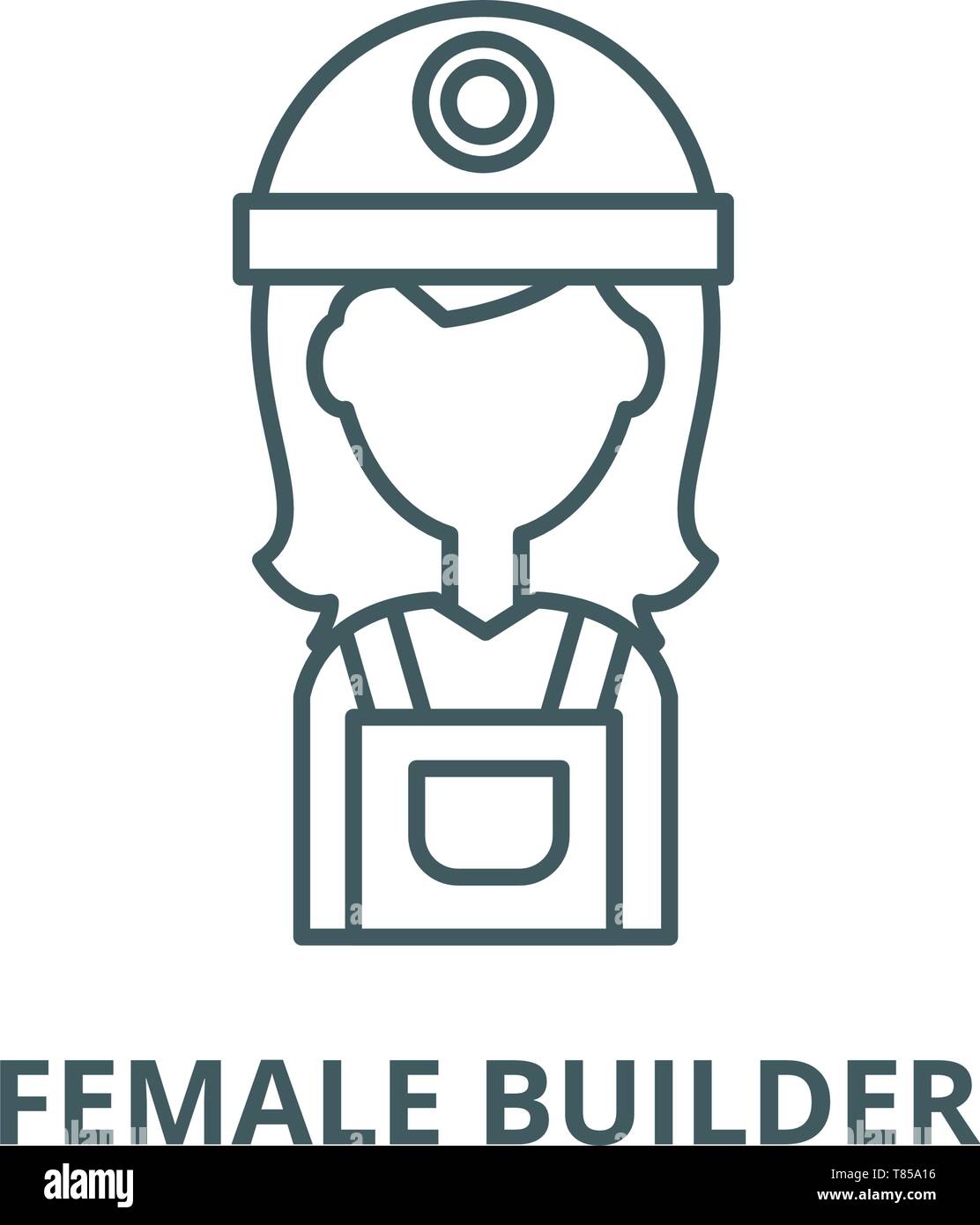 Female builder vector line icon, linear concept, outline sign, symbol ...