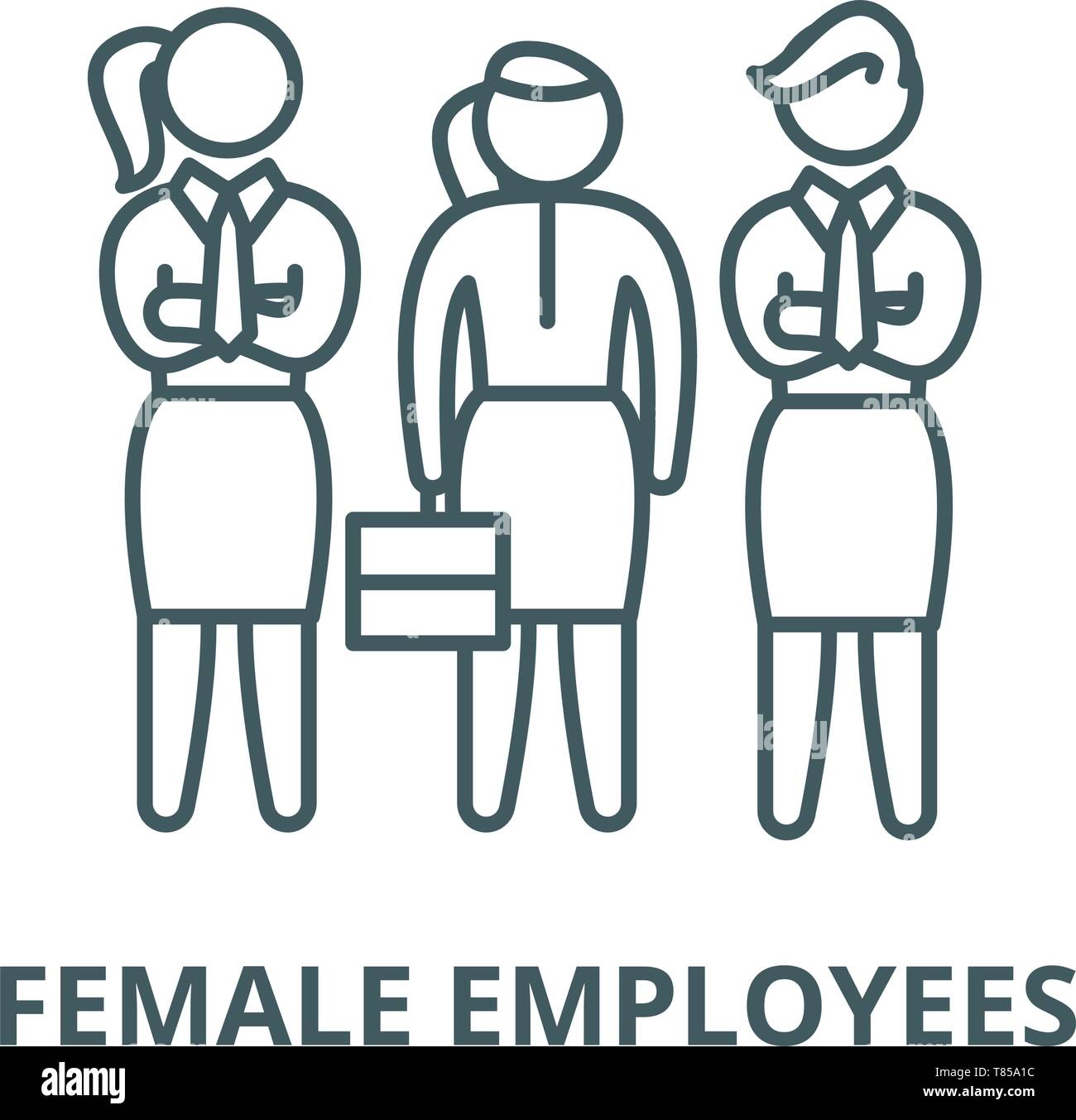 Female employees vector line icon, linear concept, outline sign, symbol ...