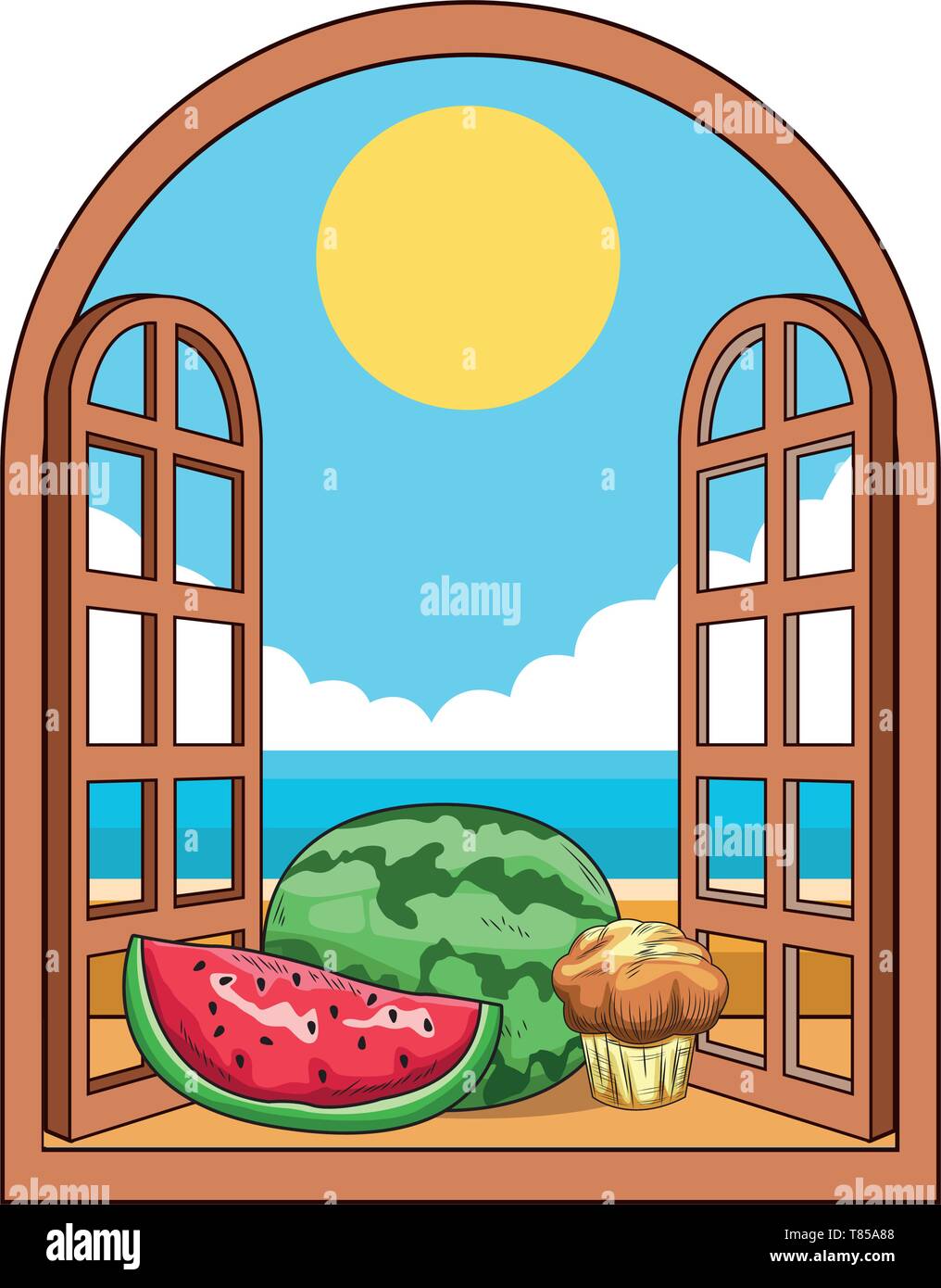 Fruit and vegetable window Stock Vector Images - Alamy