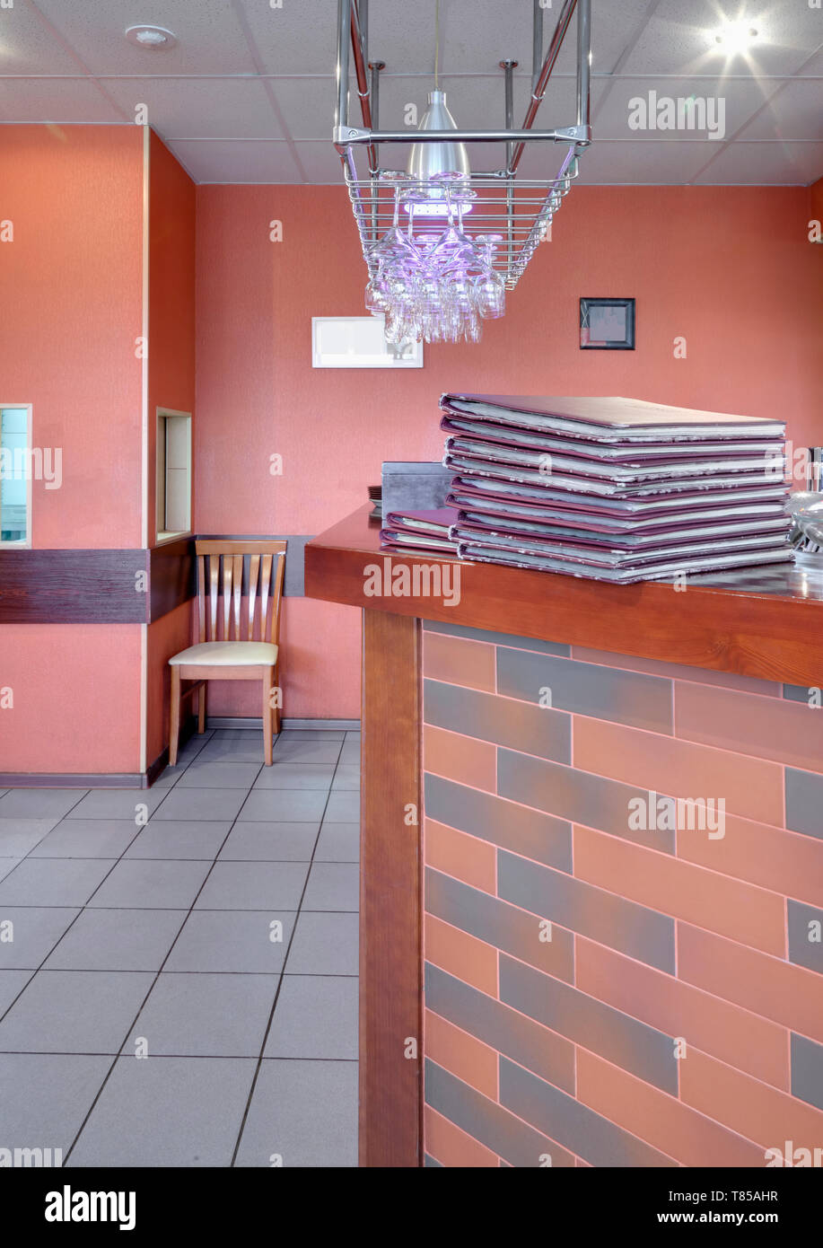 Stack of Menus on a Bar Stock Photo - Alamy