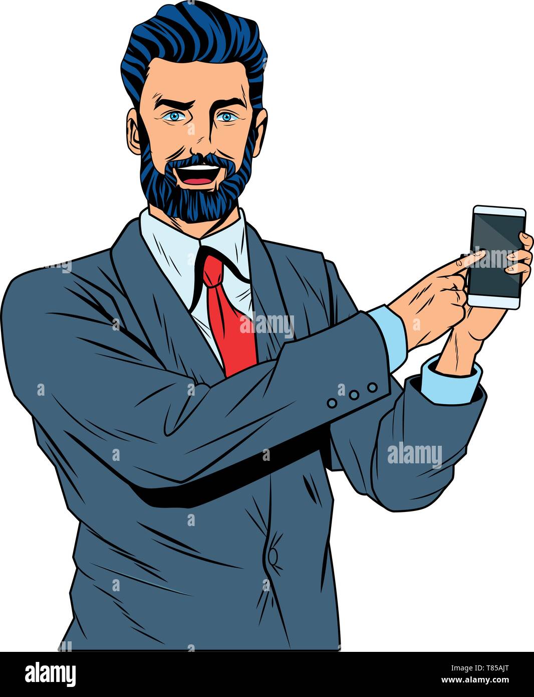Face happy businessman showing phone Stock Vector Images - Alamy