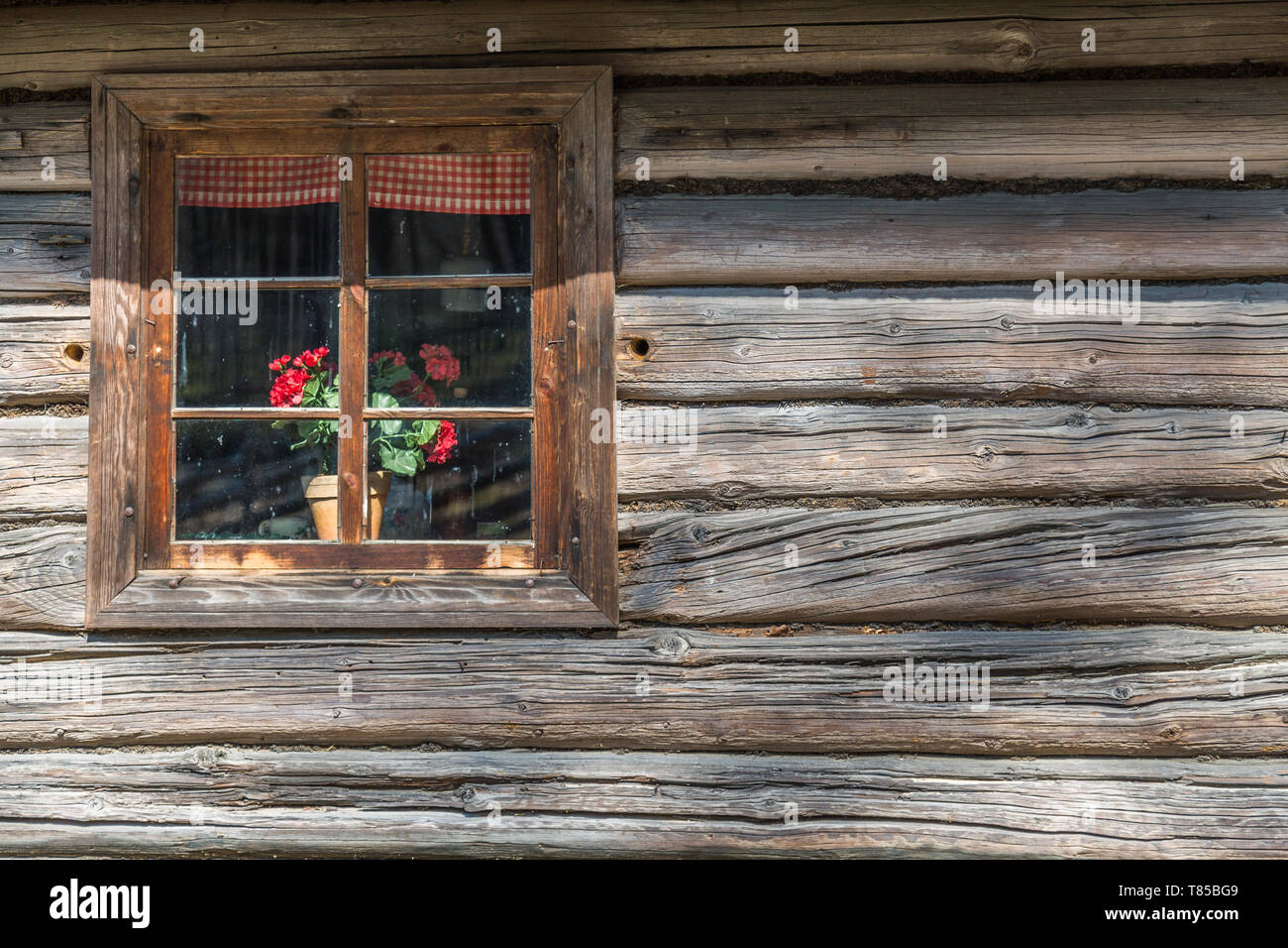 Window in old wooden rural house in Estonia Stock Photo - Alamy