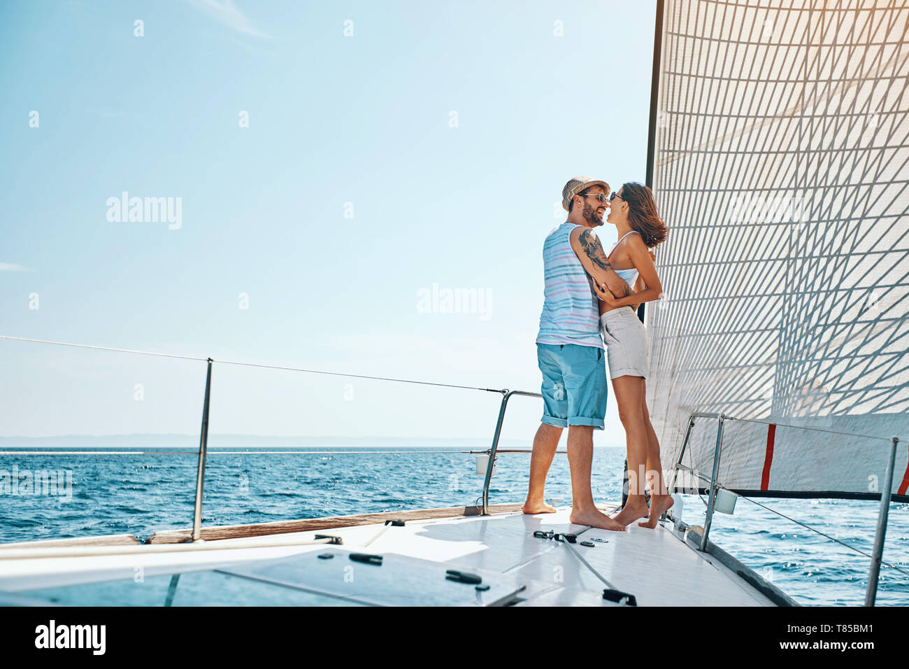 Romantic happy couple on cruise ship traveling together Stock Photo - Alamy