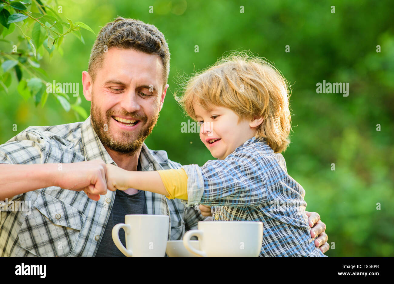 Feed baby. Natural nutrition concept. Fathers day. Best friends. Father ...