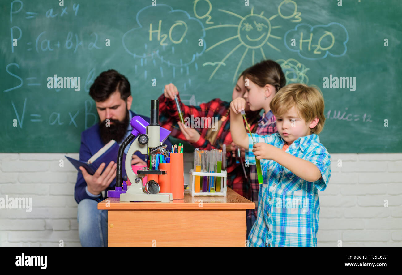 Experimenting together. Supportive environment explore STEM. Practical ...