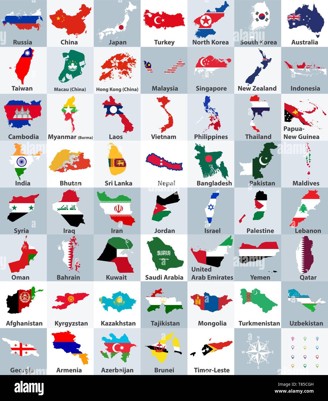 Asian Countries Flags