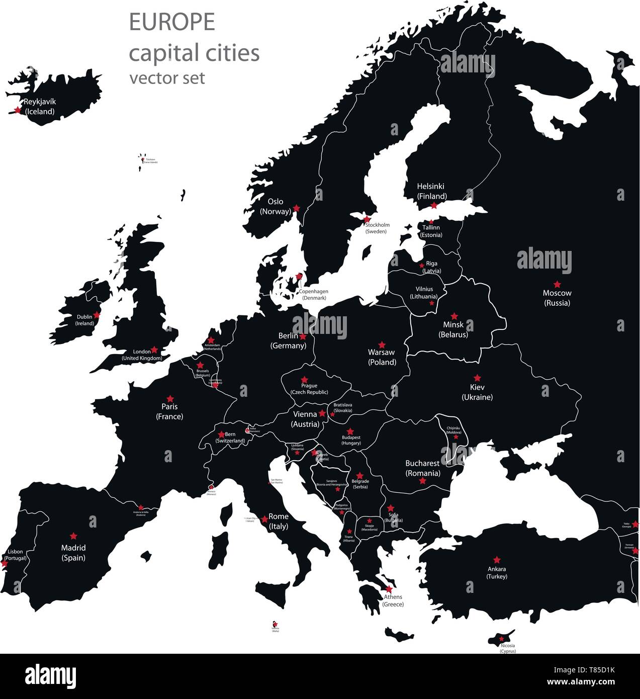 Europe vector high detailed political map Stock Vector Image & Art - Alamy