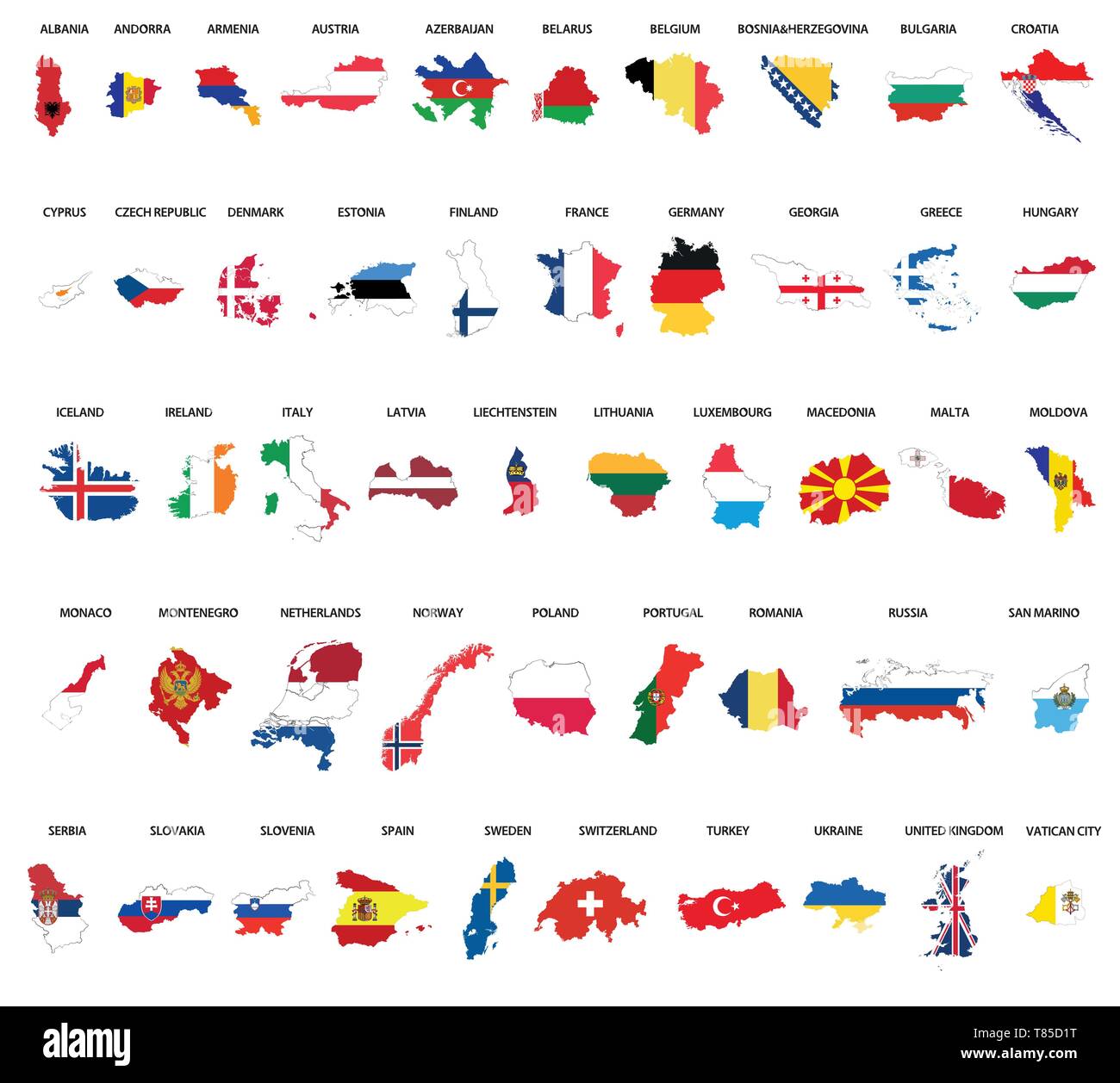 European country maps combination with flags Stock Vector Image & Art ...