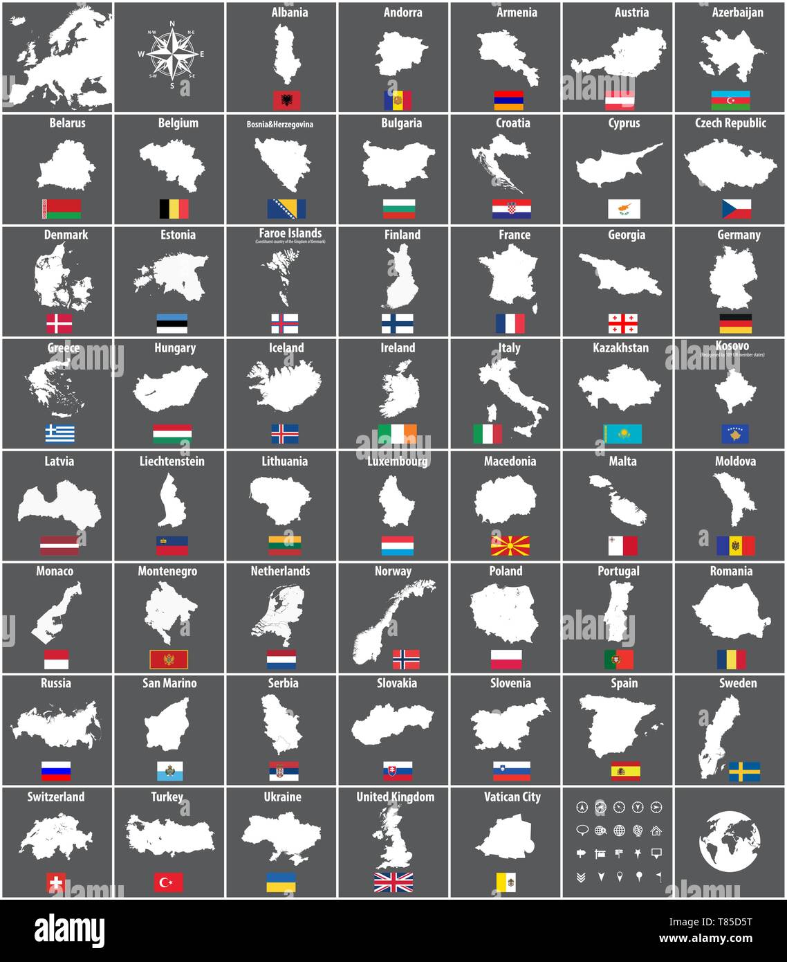 Spain map political flags hi-res stock photography and images - Alamy