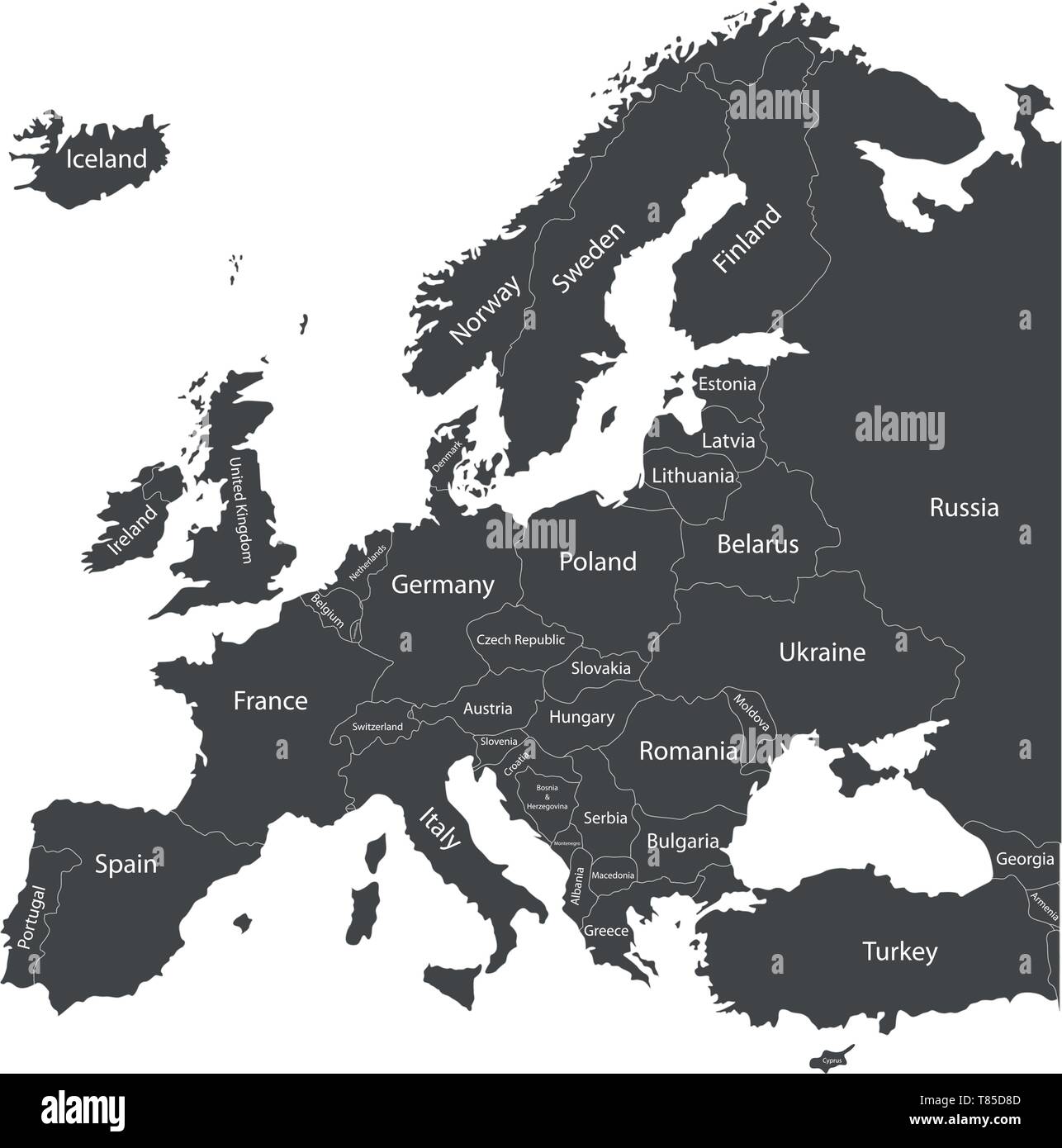 Europe vector high detailed political map Stock Vector Image & Art - Alamy