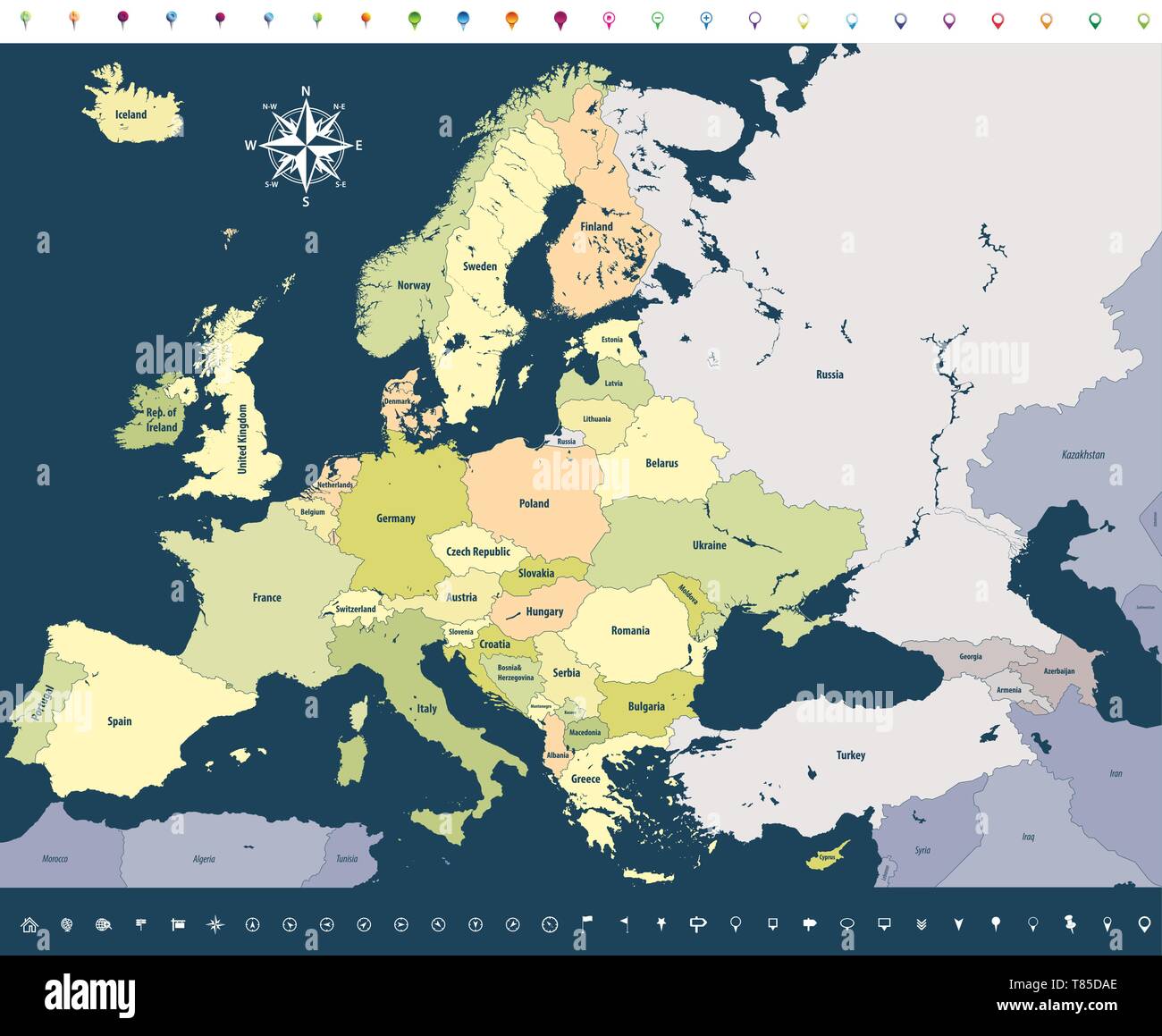 Europe vector high detailed political map Stock Vector Image & Art - Alamy
