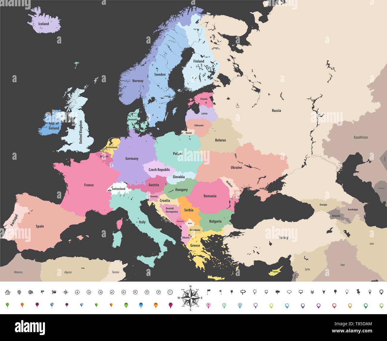 Europe vector high detailed political map Stock Vector Image & Art - Alamy