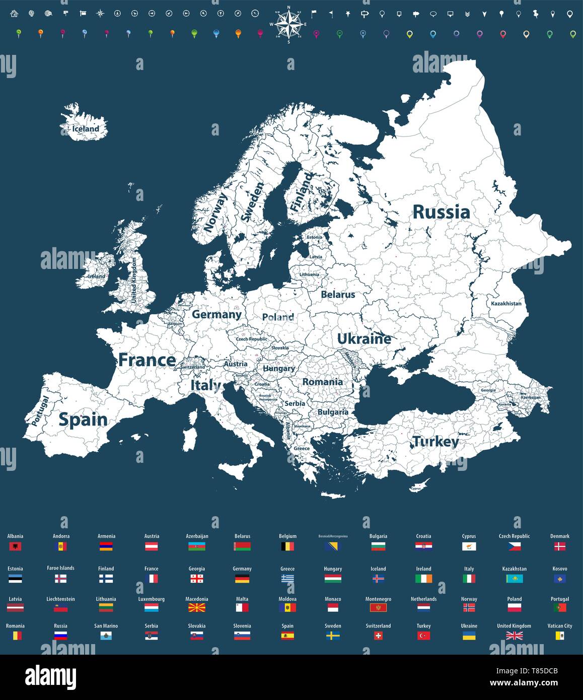 Europe vector high detailed political map Stock Vector Image & Art - Alamy