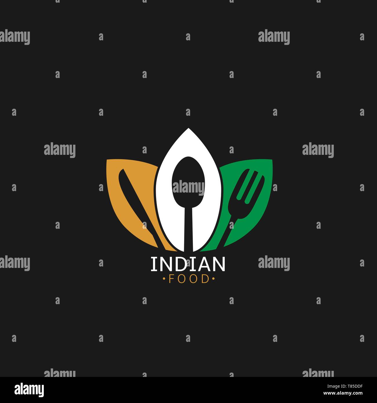 Indian food icon. Indian flag symbol Spoon fork and knife icons Stock ...