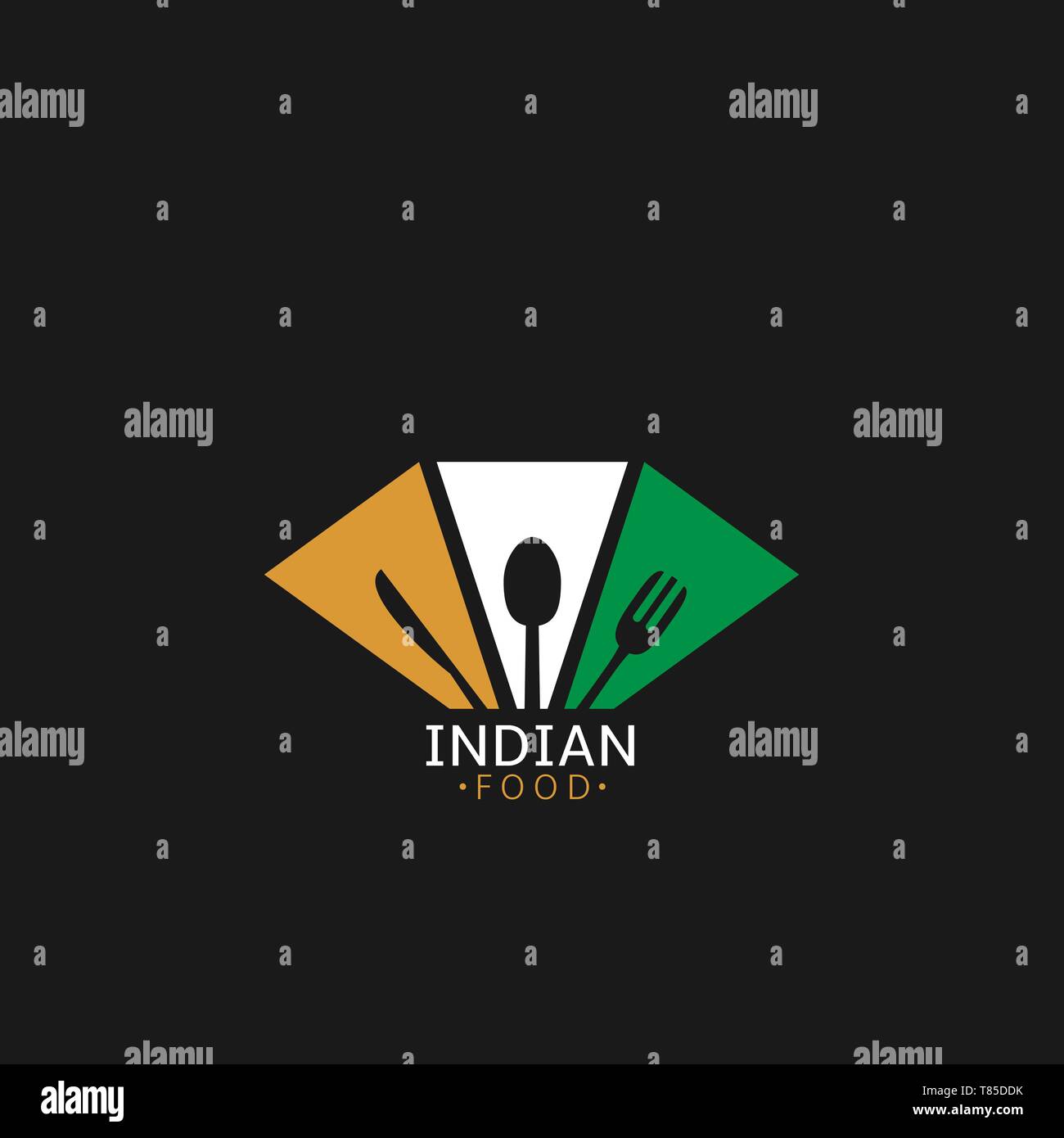 Indian food icon. Indian flag symbol Spoon fork and knife icons Stock ...
