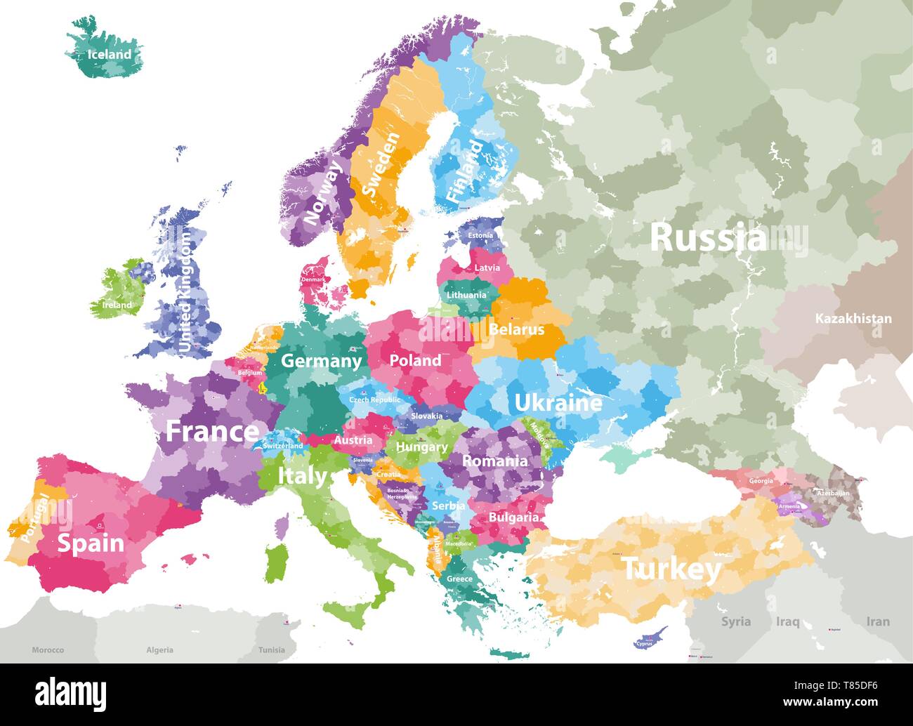 Europe vector high detailed political map Stock Vector Image & Art - Alamy