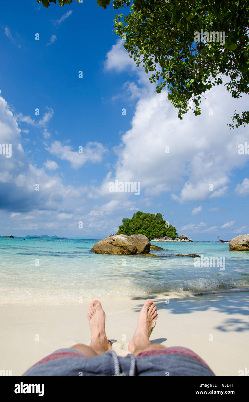Sunbathing on one of the most beautiful places on earth Stock Photo - Alamy