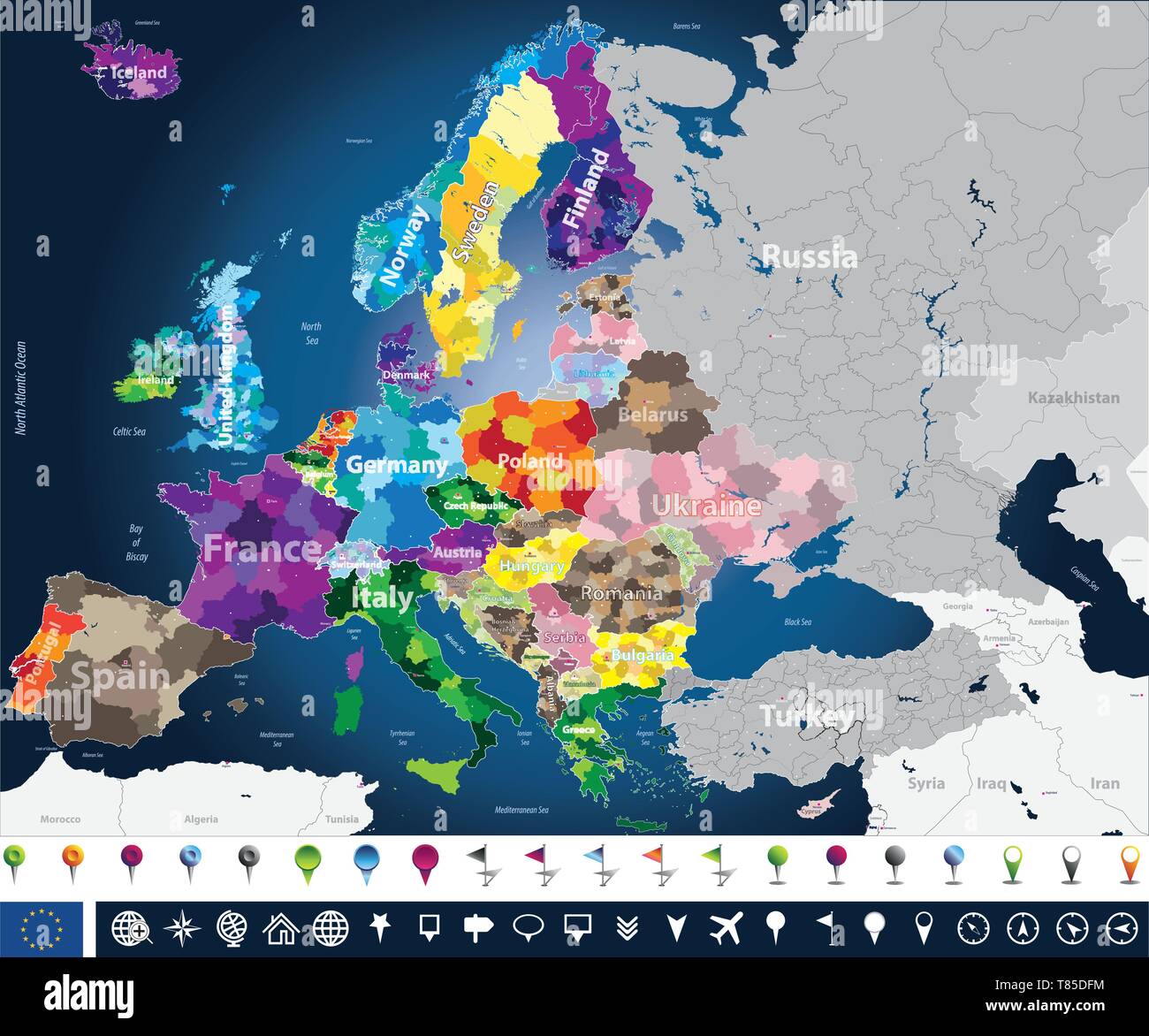 Europe vector high detailed political map Stock Vector Image & Art - Alamy