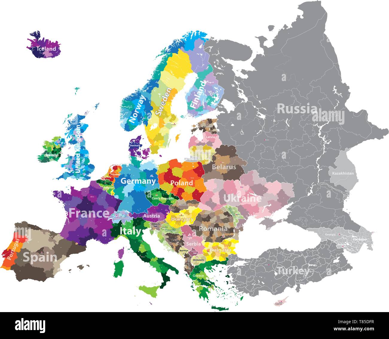 Europe vector high detailed political map Stock Vector Image & Art - Alamy