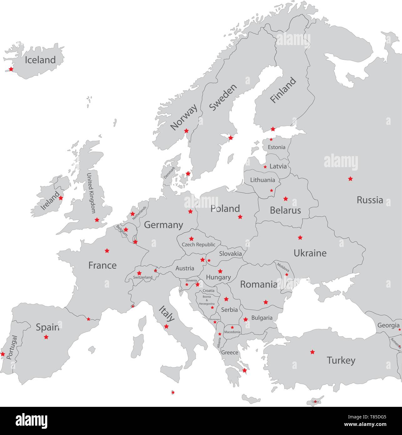 Europe vector high detailed political map Stock Vector Image & Art - Alamy