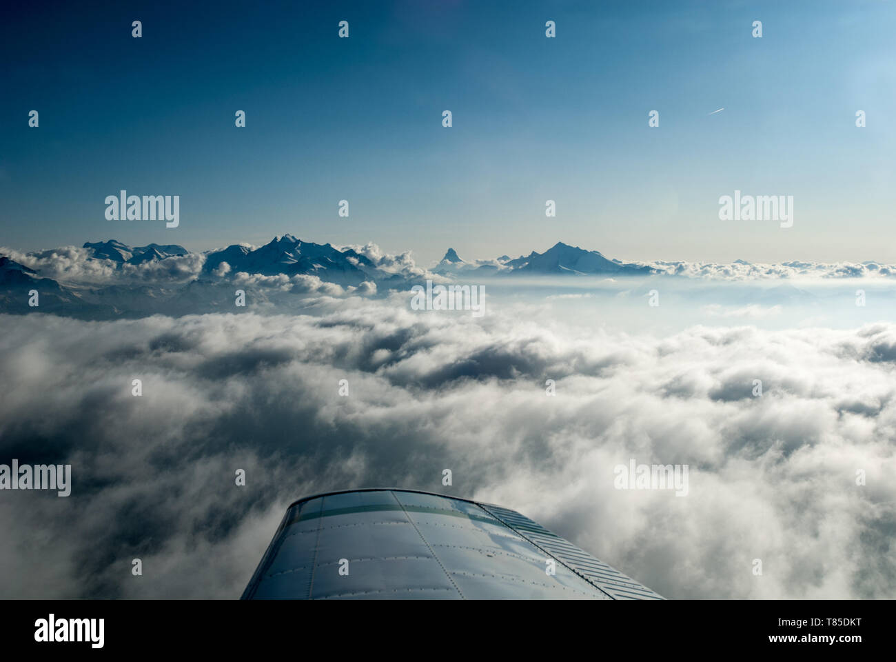 Sightseeing flight around the Swiss Alps Stock Photo - Alamy