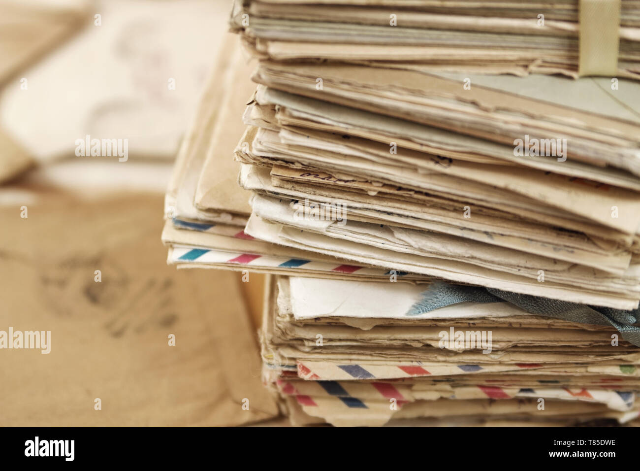 Pile of the old paper postal correspondence Stock Photo - Alamy