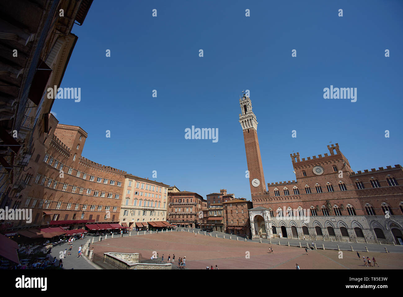 Streets, churches and famous square in the city of Siena in Italy Stock ...