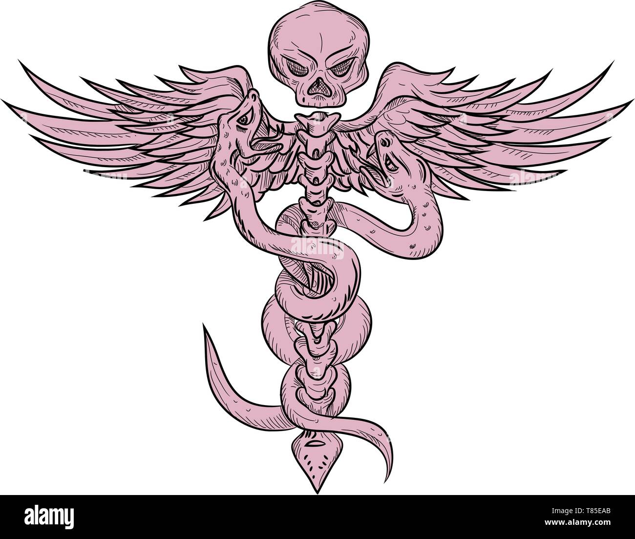 Rod Of Asclepius Tattoo With Wings