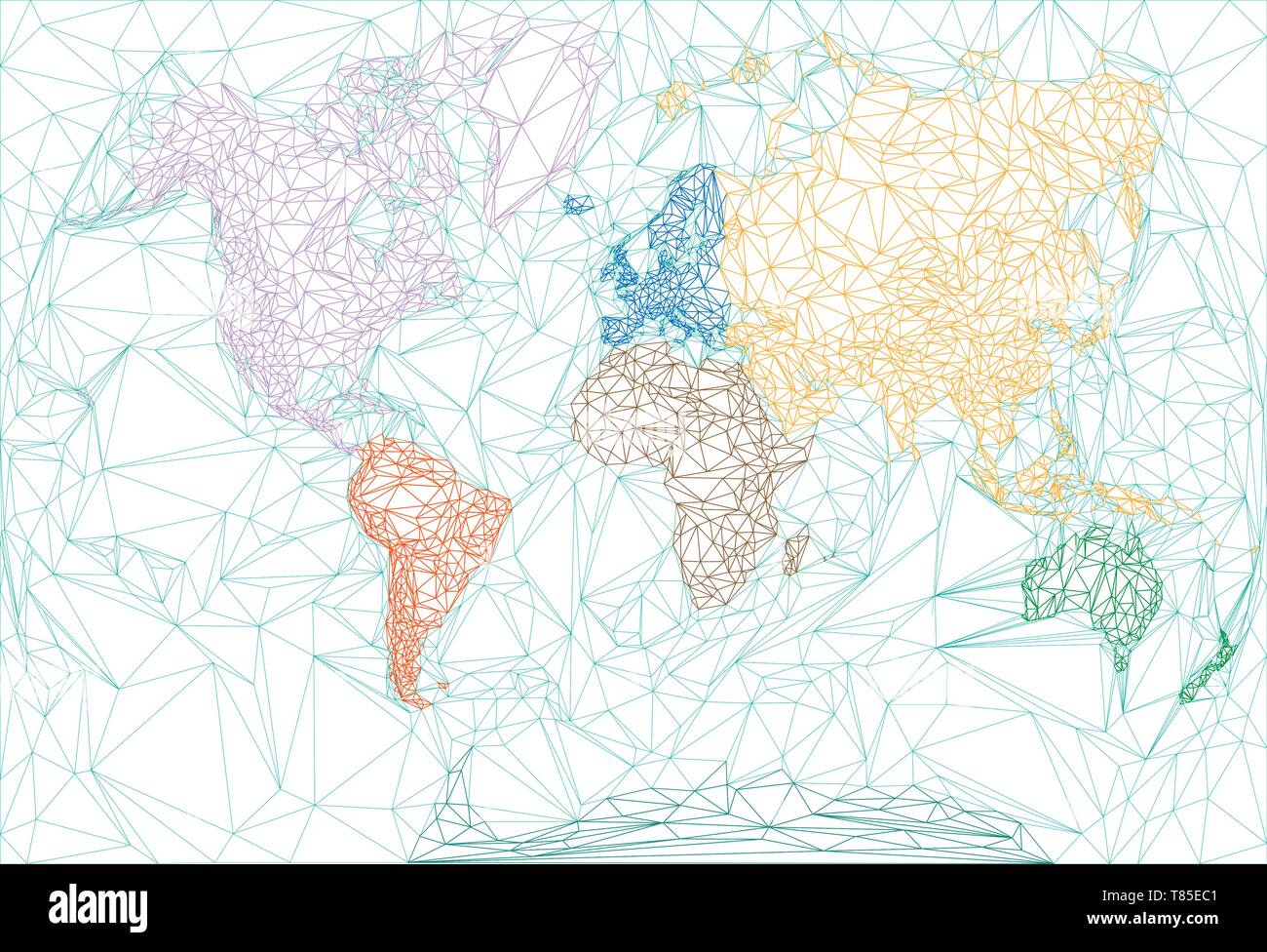 Polygonal world map Stock Vector Images - Alamy