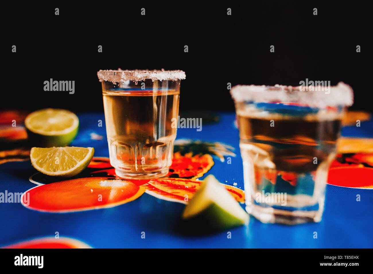 Mexican Tequila shot with lime and salt in Mexico Stock Photo - Alamy