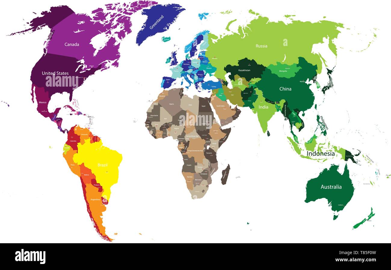 vector high detailed world map illustration Stock Vector Image & Art ...