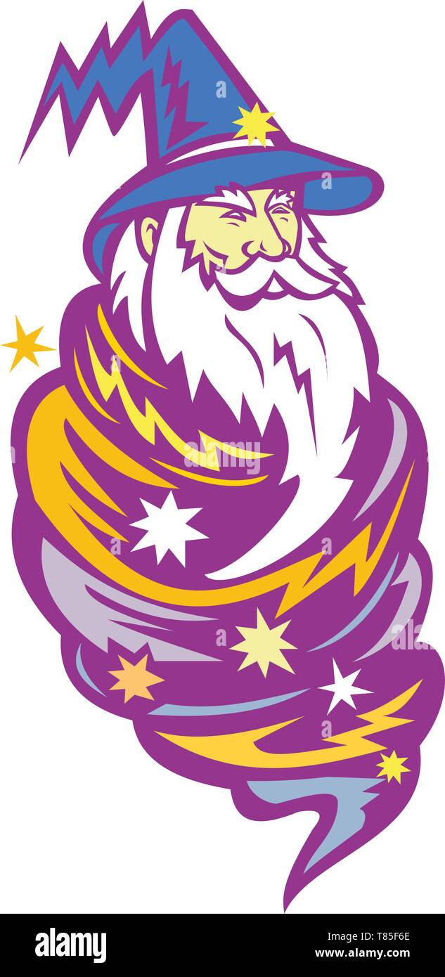 Mascot icon illustration of a wizard, warlock, magician or sorcerer ...