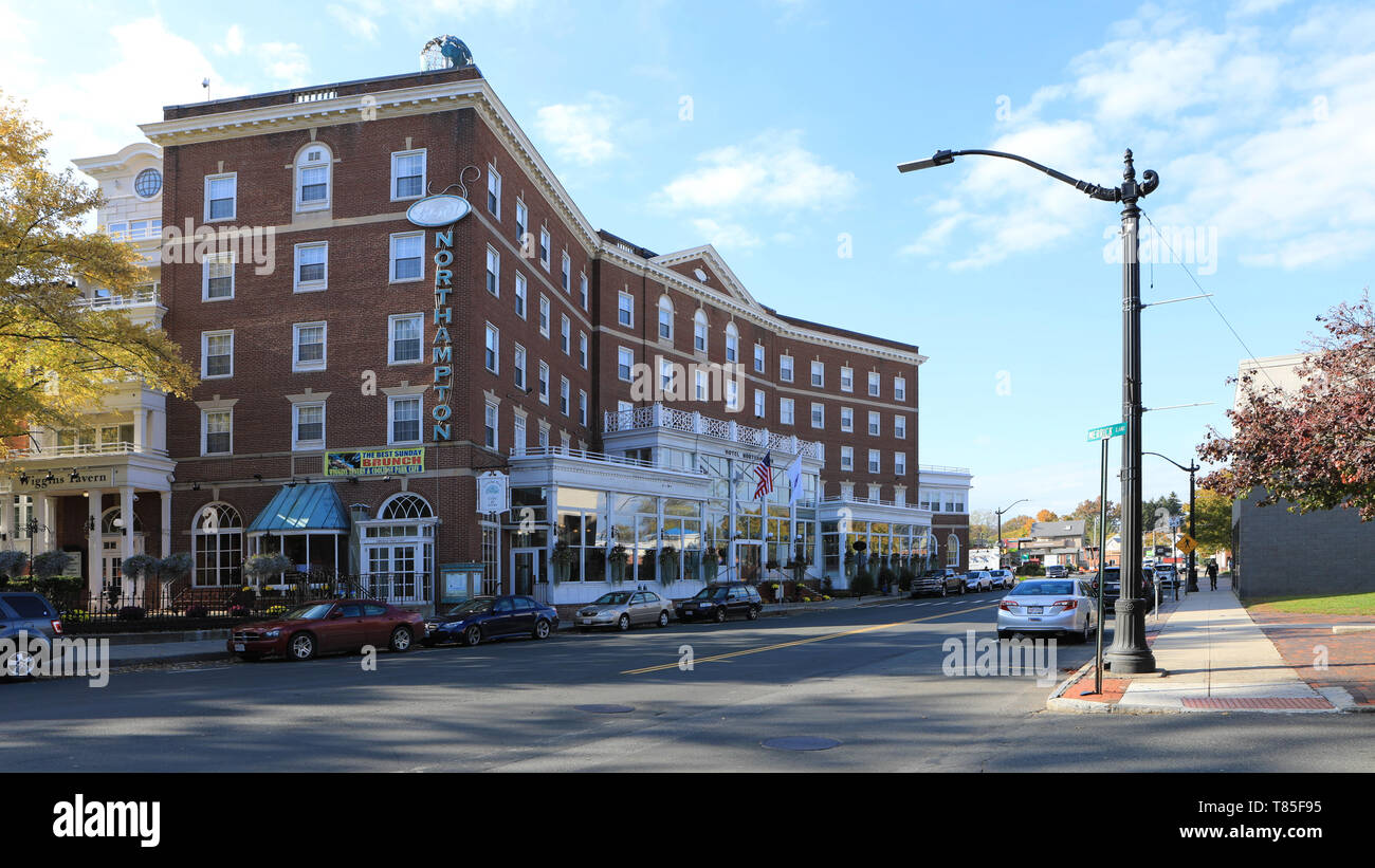 View of the Northampton Hotel in Northampton, Massachusetts. A historic ...