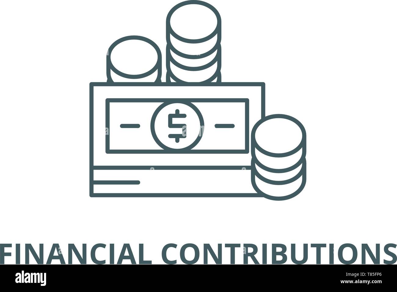 Financial contributions vector line icon, linear concept, outline sign ...